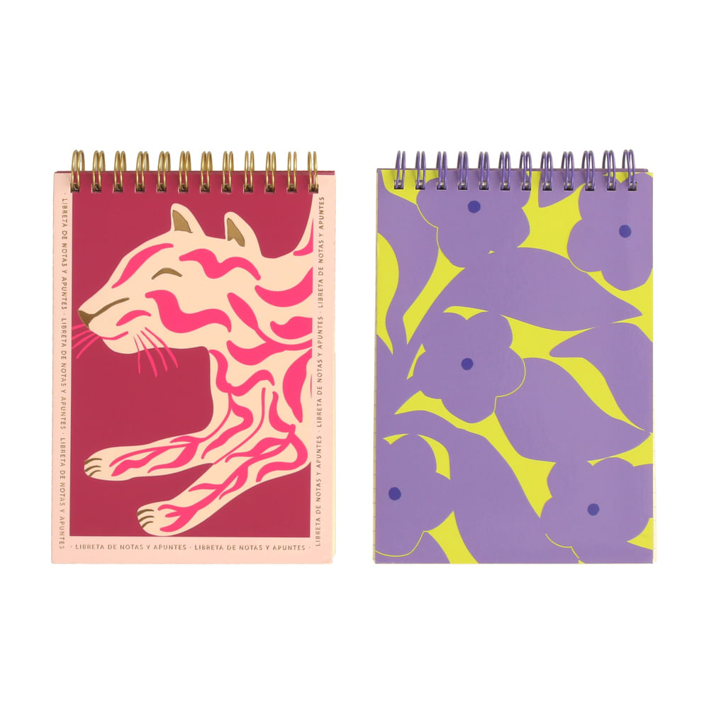 Set 2 Libretas Espiral con 80 Hojas c/u con Lineas y Puntos 11 x 16 cm ...