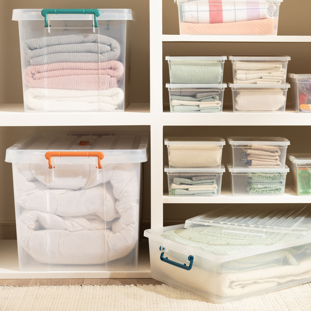 Set 4 Cajas Plásticas Transparentes con Tapa 16,5x19x9 cm - Casaideas Peru