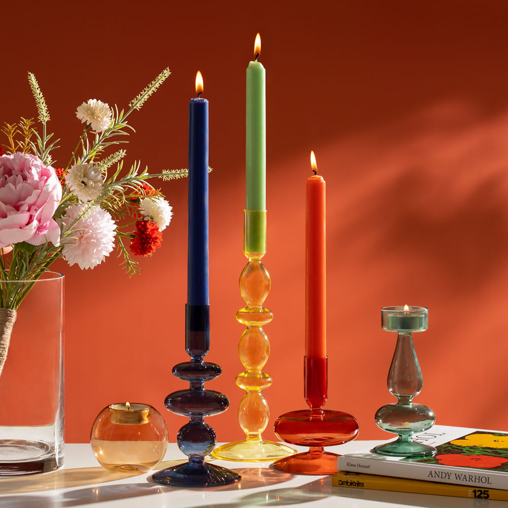 Candelabro Tealight Boro Color 9 x6,5 x 14,5 cm - Casaideas Peru