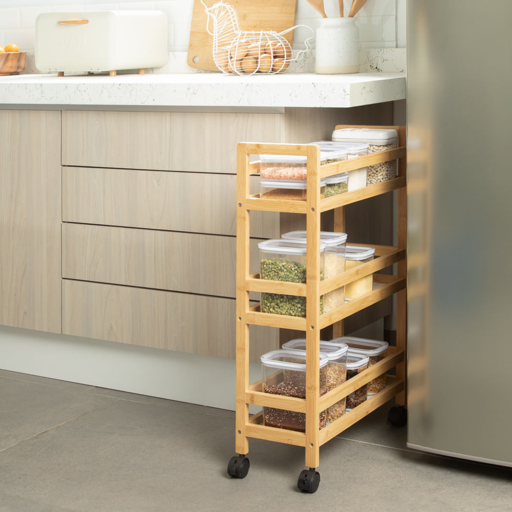 Carro Multiuso de Madera 3 Niveles 40x20x75cm - Casaideas Peru